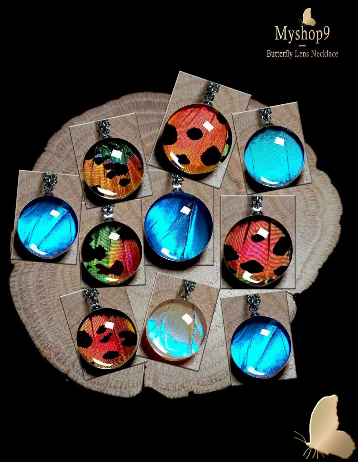 20 Bulk Real Butterfly Wing Pendants – Wholesale Blue Morpho & Sunset ...