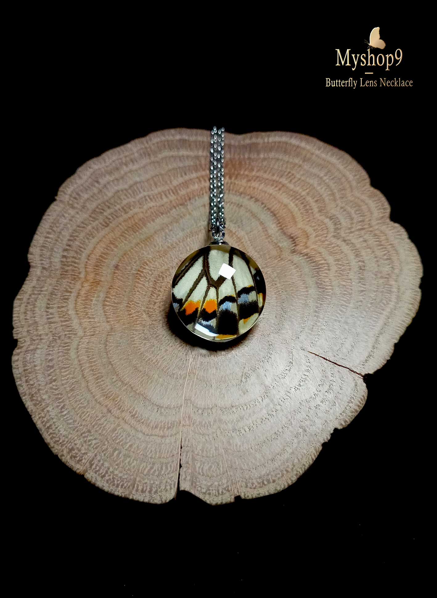 Handmade Real Butterfly Wing Necklace • Natural Gem Pendant • Unique ...