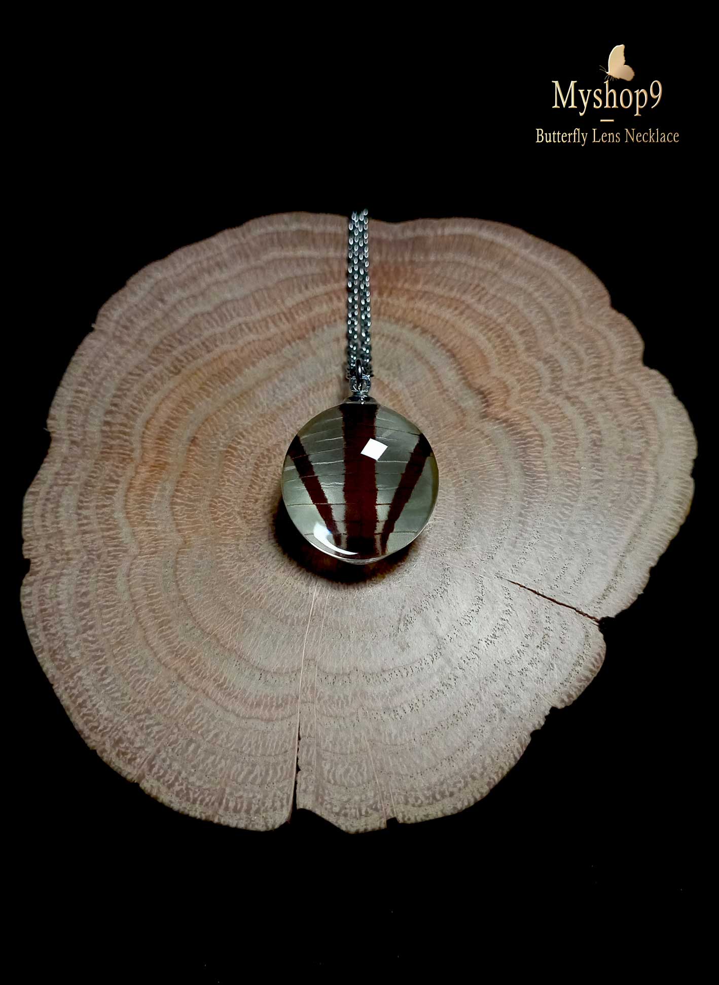 Natural Butterfly Wing Necklace Under Glass – Handmade Eco-Friendly ...